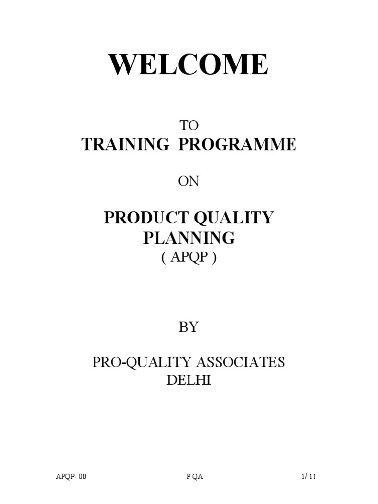 Welcome: Training Programme | PDF | Quality Assurance | Quality (Business)