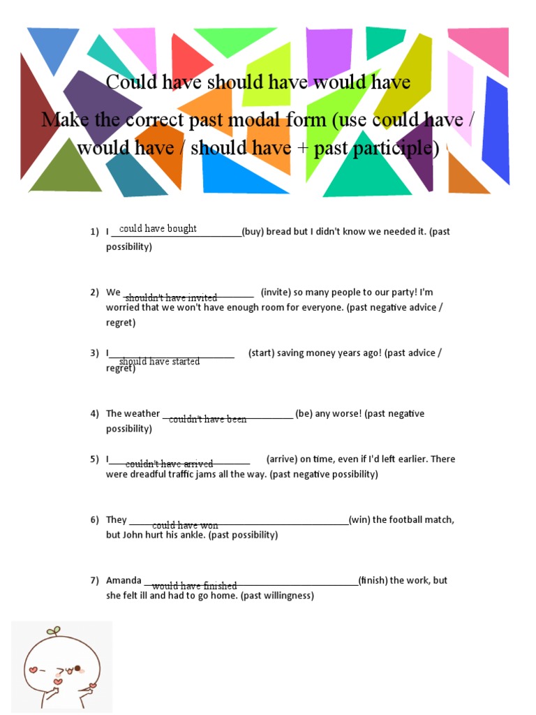 Could Have Should Have Would Have Make The Correct Past Modal Form (Use ...