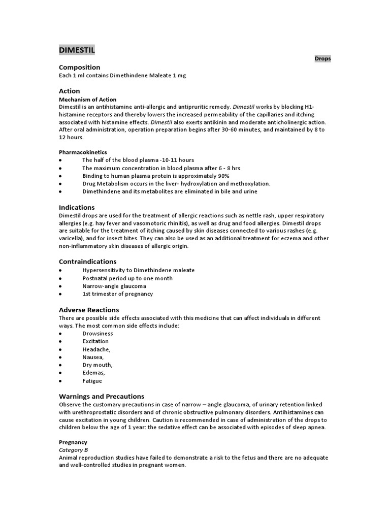 Dimestil Drops | PDF | Allergy | Medical Treatments