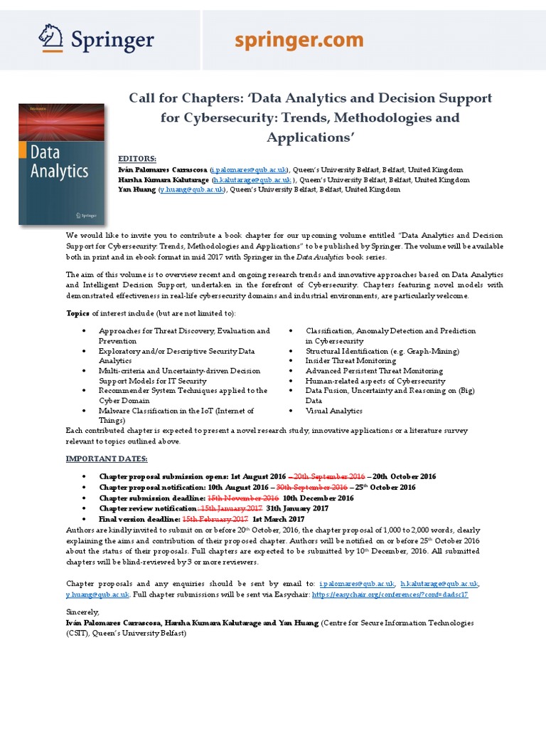 Call For Chapters | PDF | Computer Security | Security
