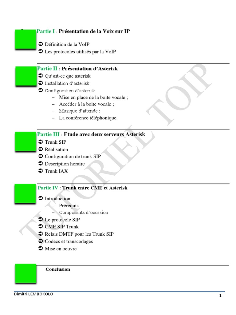 1 Rapport Mise en Place de Voix Sur IP PDF | PDF | séance d'initiation ...
