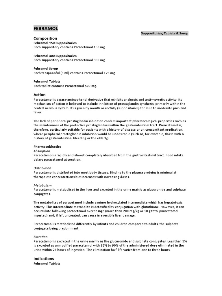 Febramol: Composition | Download Free PDF | Clinical Medicine | Drugs