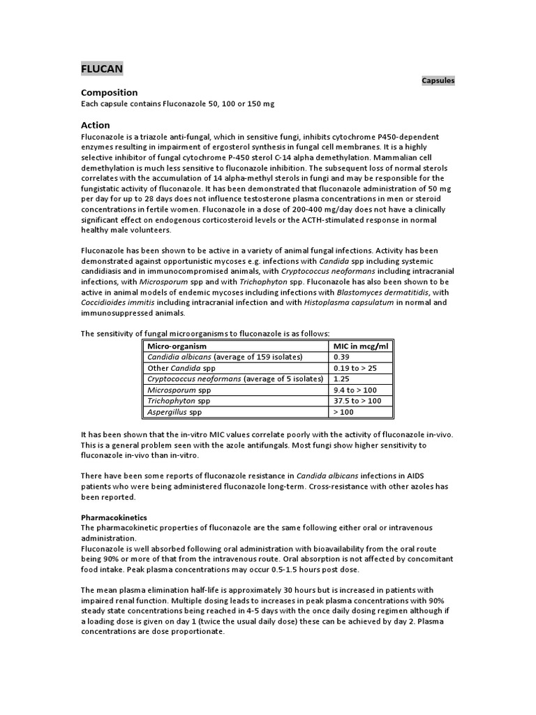 Flucan | PDF | Candidiasis | Dose (Biochemistry)