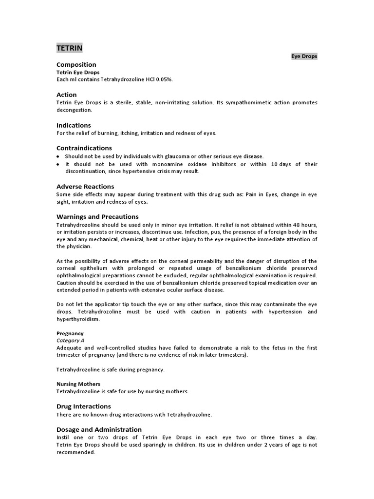 TETRIN | PDF | Adverse Effect | Pregnancy