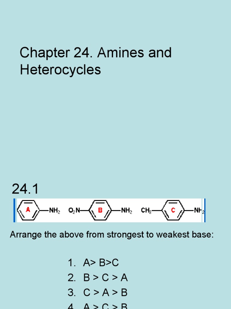 Chapter 24. Amines and Heterocycles | PDF | Organic Compounds | Carbon Compounds