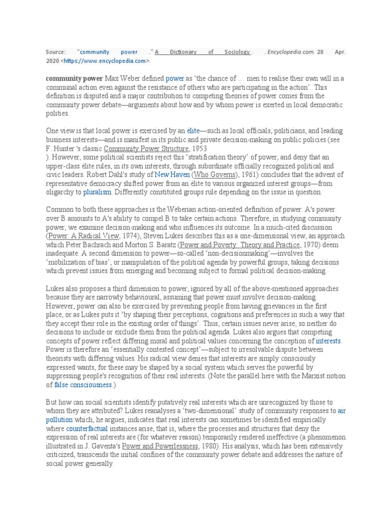 Community Power, False Consciousness | PDF | Ideologies | Karl Marx