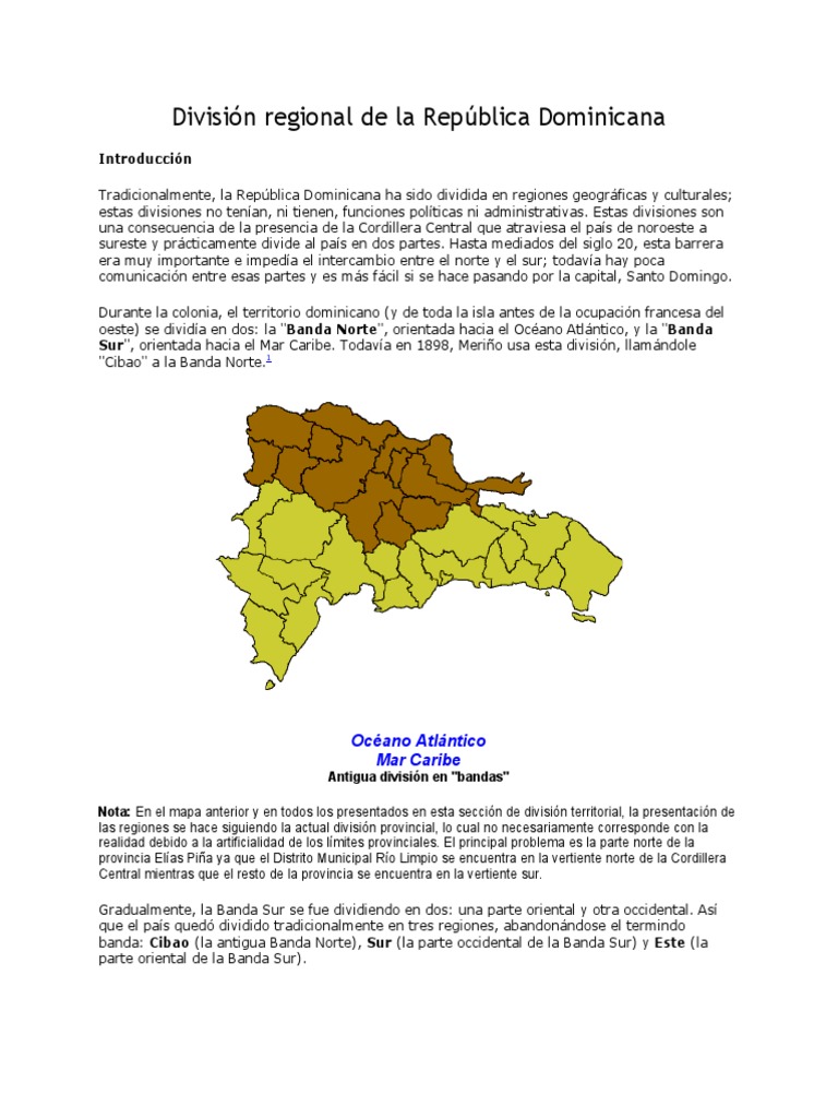 Regiones De La Republica Dominicana República Dominicana Mapa