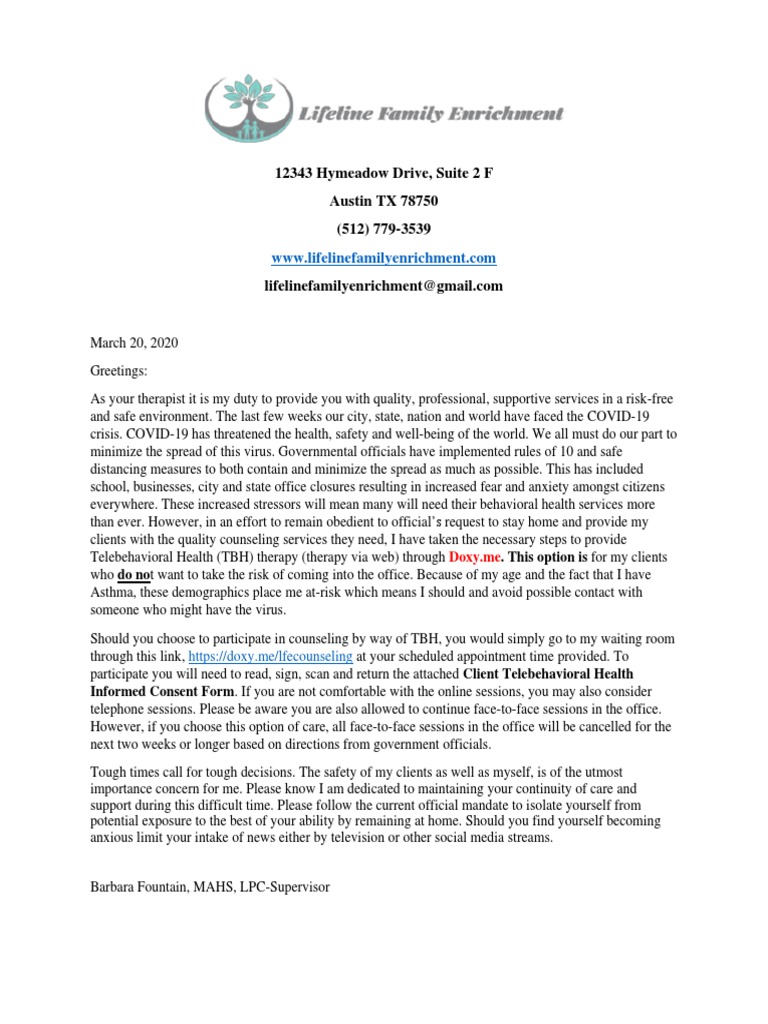 Lifeline Family Enrichment Telehealth PDF | PDF | Psychotherapy ...