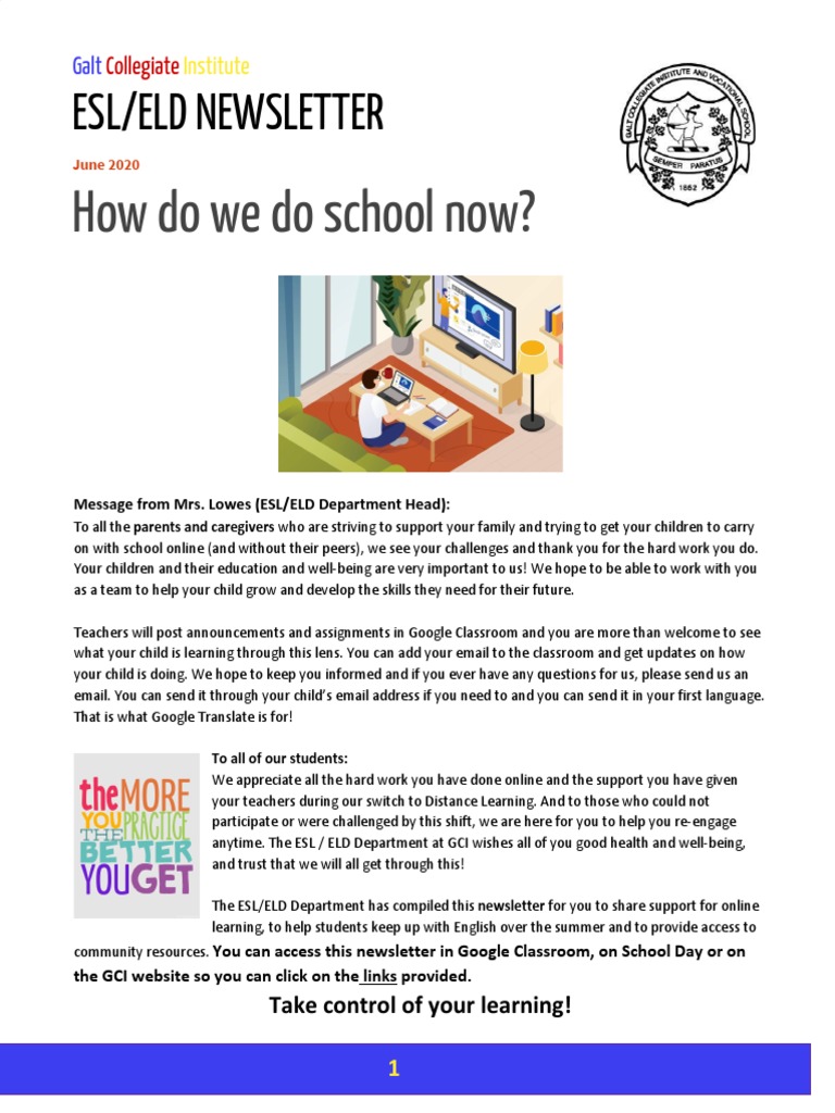 Esl Eld Newsletter - June 2020 Revised | Download Free PDF | English As ...