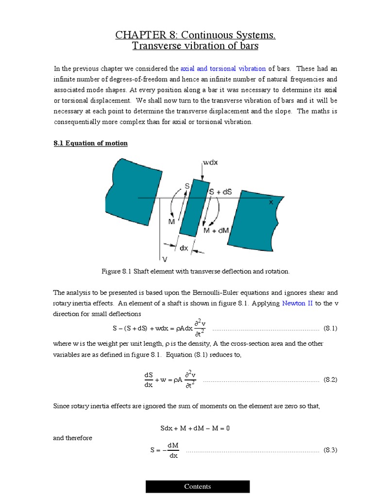 CHAPTER 8: Continuous Systems. Transverse Vibration of Bars | PDF ...