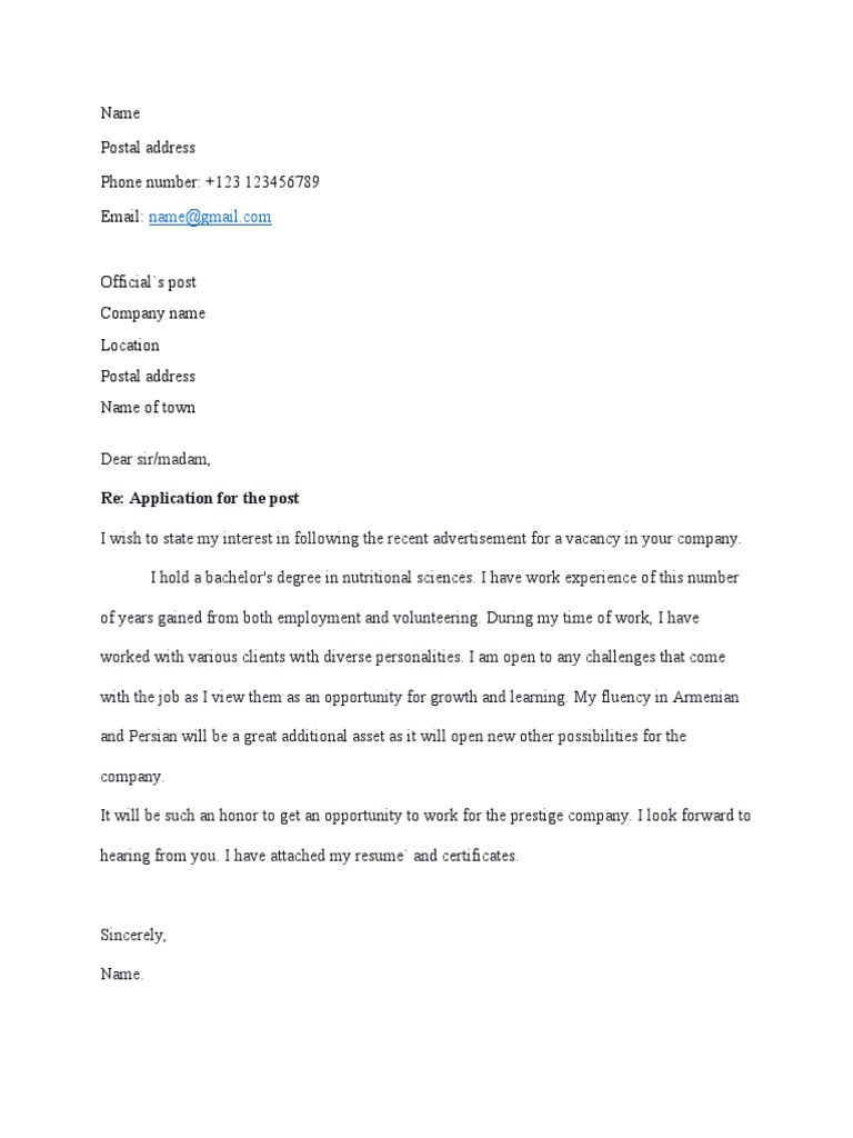 Cover Letter PDF