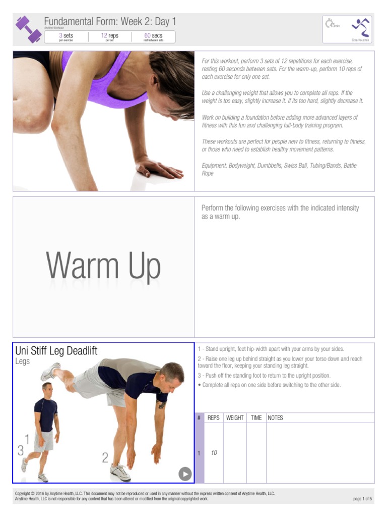 Fundamental Form: Week 2: Day 1: Uni Stiff Leg Deadlift | PDF ...