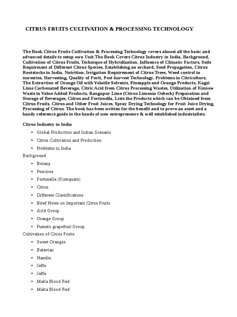 Citrus Cultivation & Processing Guide | PDF | Citrus | Orange (Fruit)