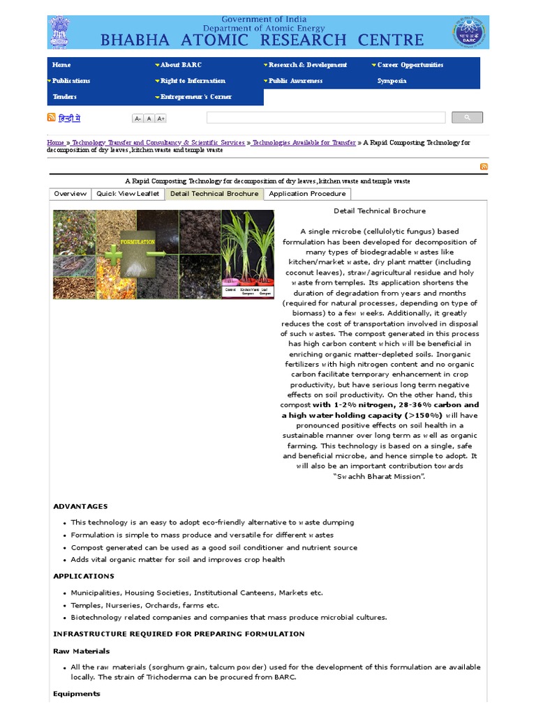 A Rapid Composting Technology For Decomposition of Dry Leaves, Kitchen ...