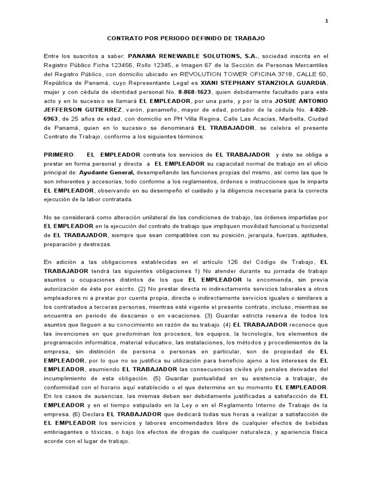 Contrato Definido - PRS | PDF | Salario | Derecho laboral