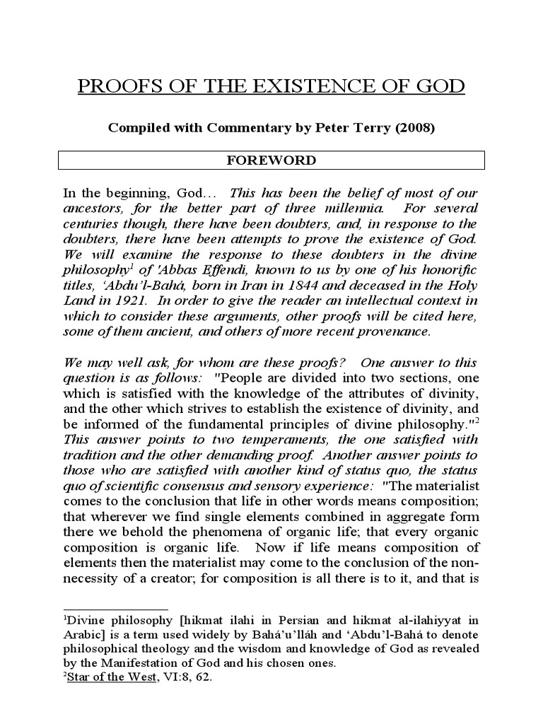 Proofs of The Existence of God 2008 | PDF | Inference | Reason