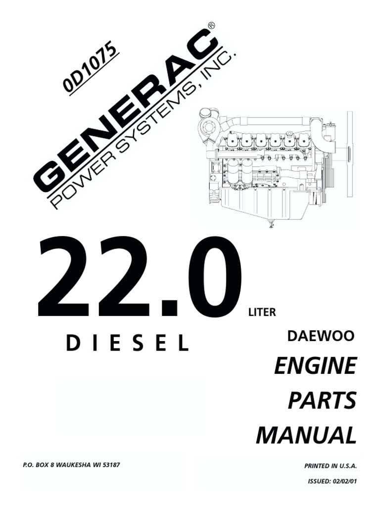 Daewoo 22.0L Diesel Engine Parts Manual | PDF | Screw | Diesel Engine