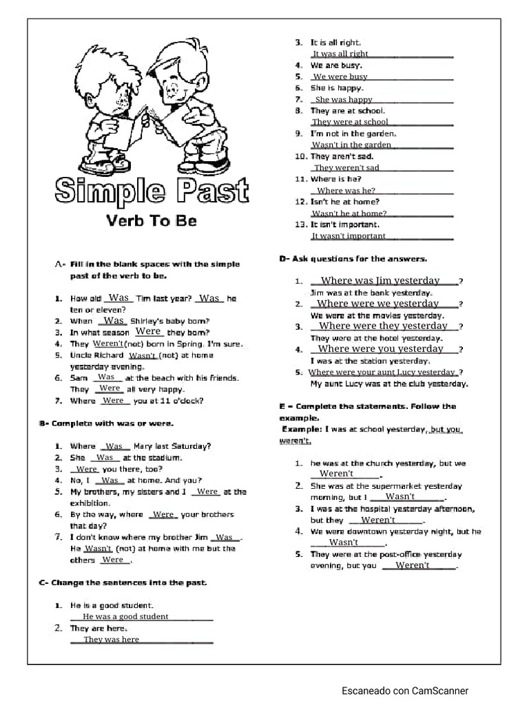 simple past (verb to be)