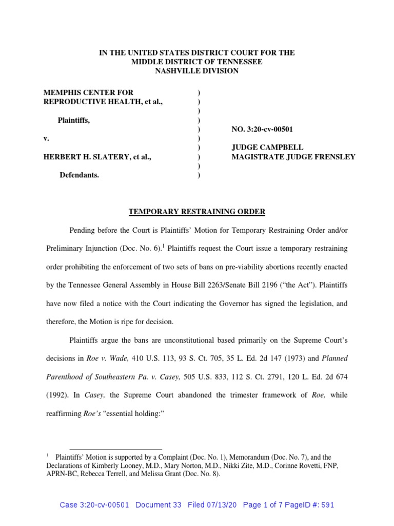 TRO Granted | PDF | Roe V. Wade | Injunction