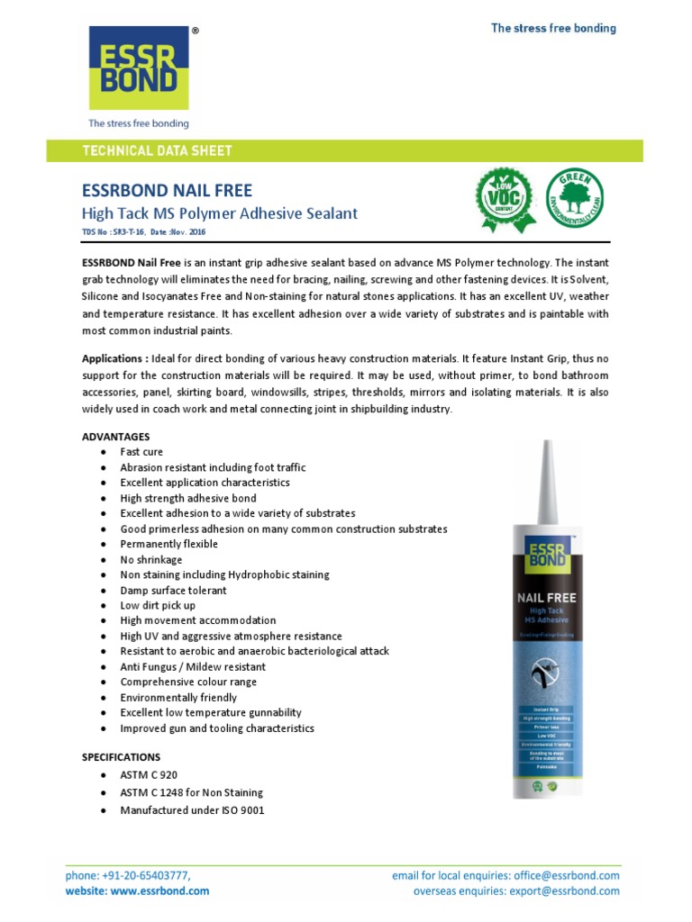 Essr Bond Nail Free | PDF | Adhesive | Materials
