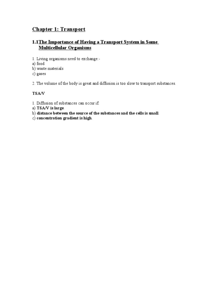 Form 5 Biology Chapter 1 Transport | PDF | Heart | Circulatory System