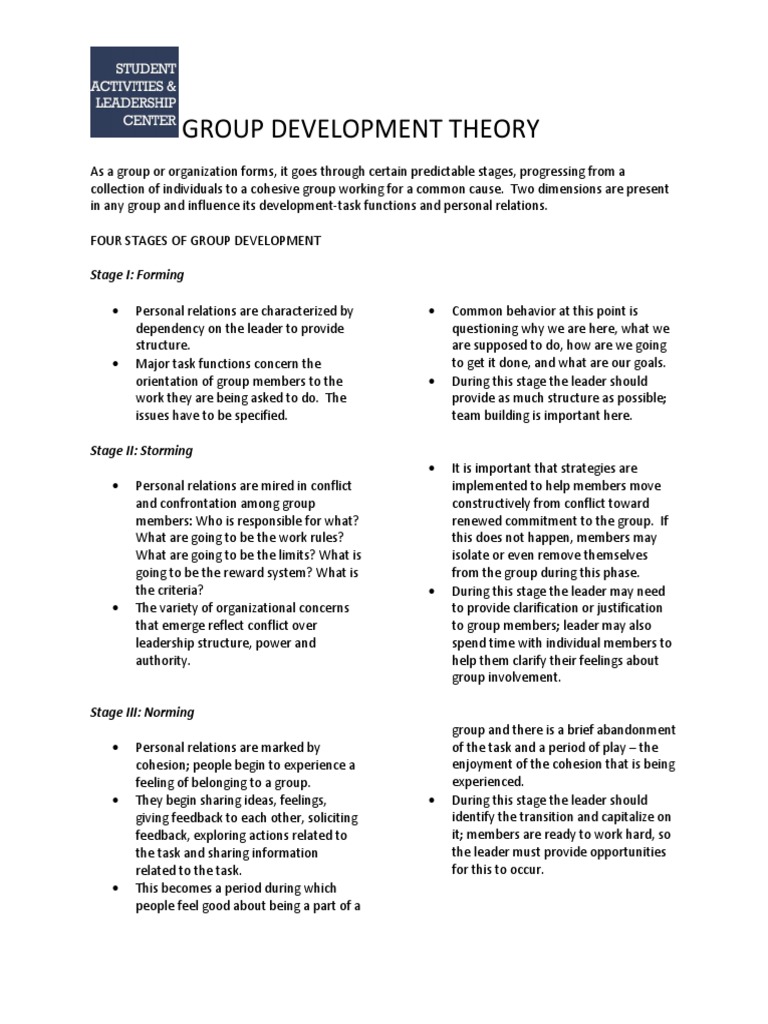Group Development Theory PDF | PDF | Social Psychology | Leadership