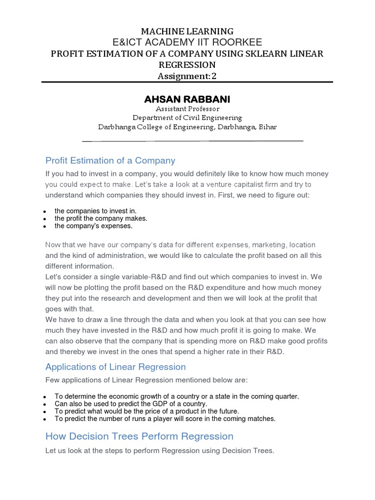 Machine Learning Assignment 2 | Download Free PDF | Ordinary Least Squares | Mean Squared Error