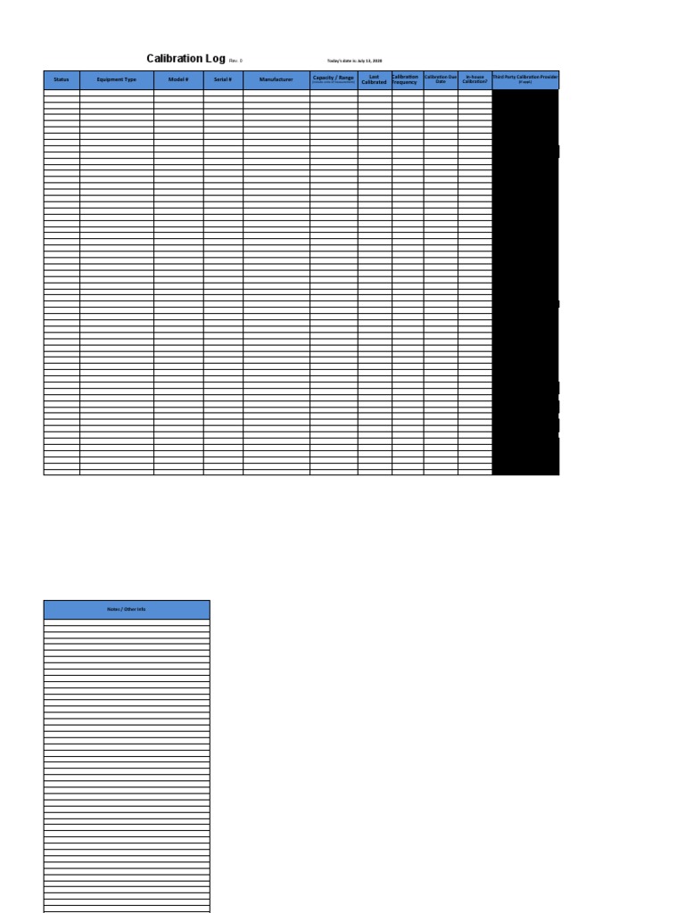 Form - Calibration Log | PDF