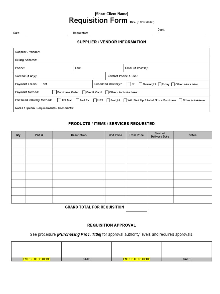 Form - Requisition Form | PDF | Supply Chain Management | Services ...