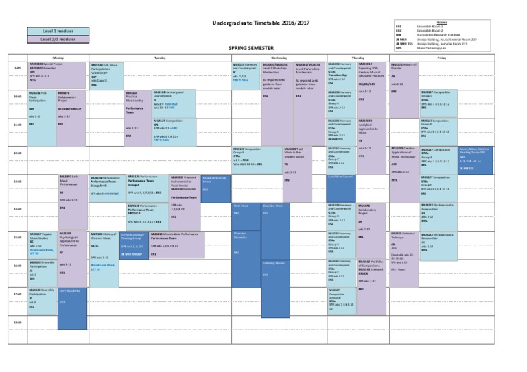 SPR 16 - 17 Timetable UG v09 - 02 - 2017 | PDF | Sound | Entertainment