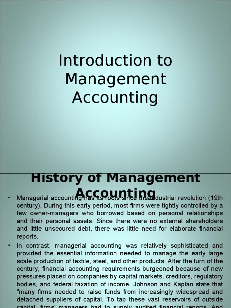 Introduction To Management Accounting | PDF | Management Accounting ...