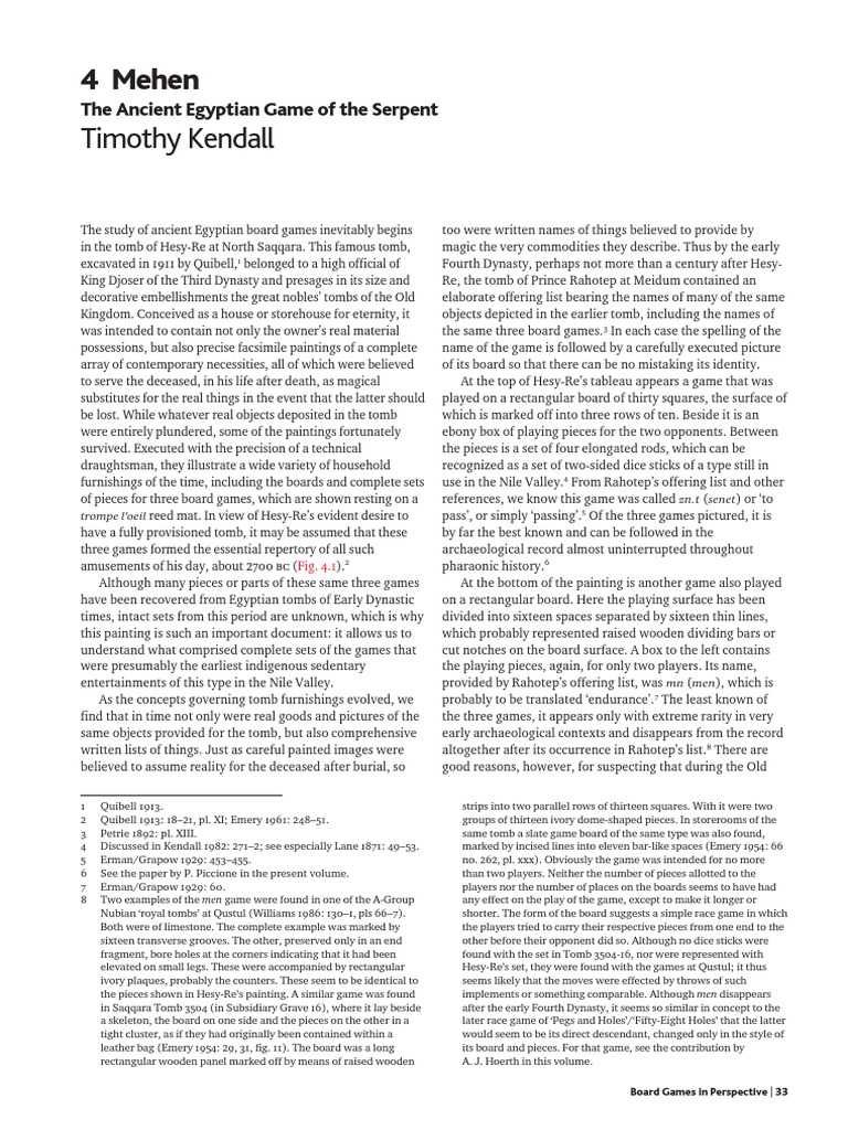 Mehen The Ancient Egyptian Game of The S | PDF