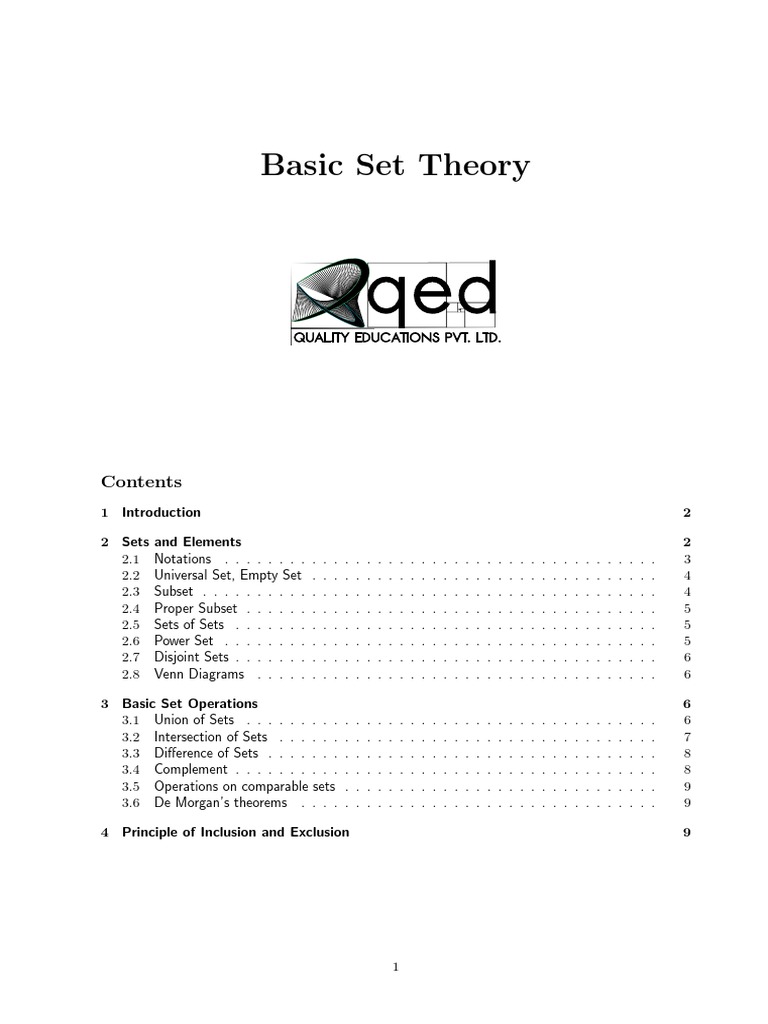 Set Theory | PDF | Set (Mathematics) | Empty Set