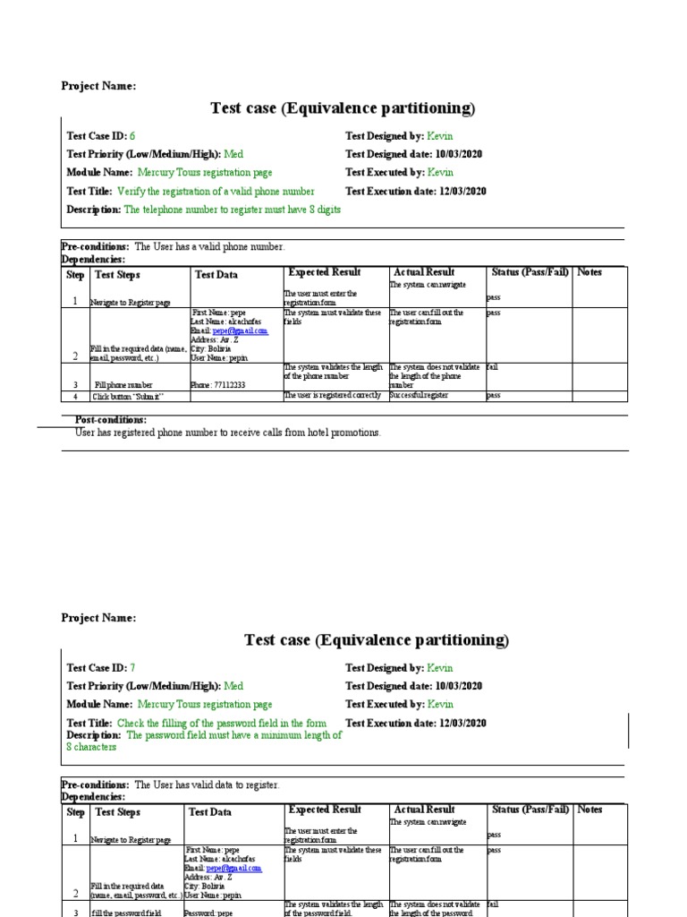 Test Case (Equivalence Partitioning) : Project Name | PDF | Password ...