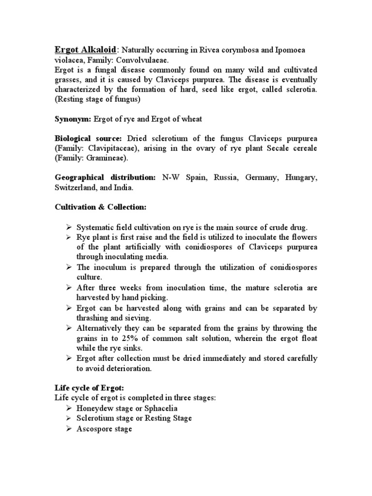 Life Cycle and Chemistry of Ergot | PDF | Fungus | Nature
