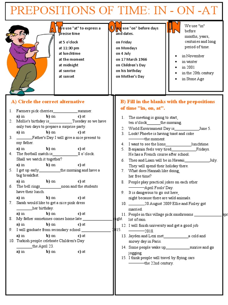 Grammar Practice Preposition of Time | PDF