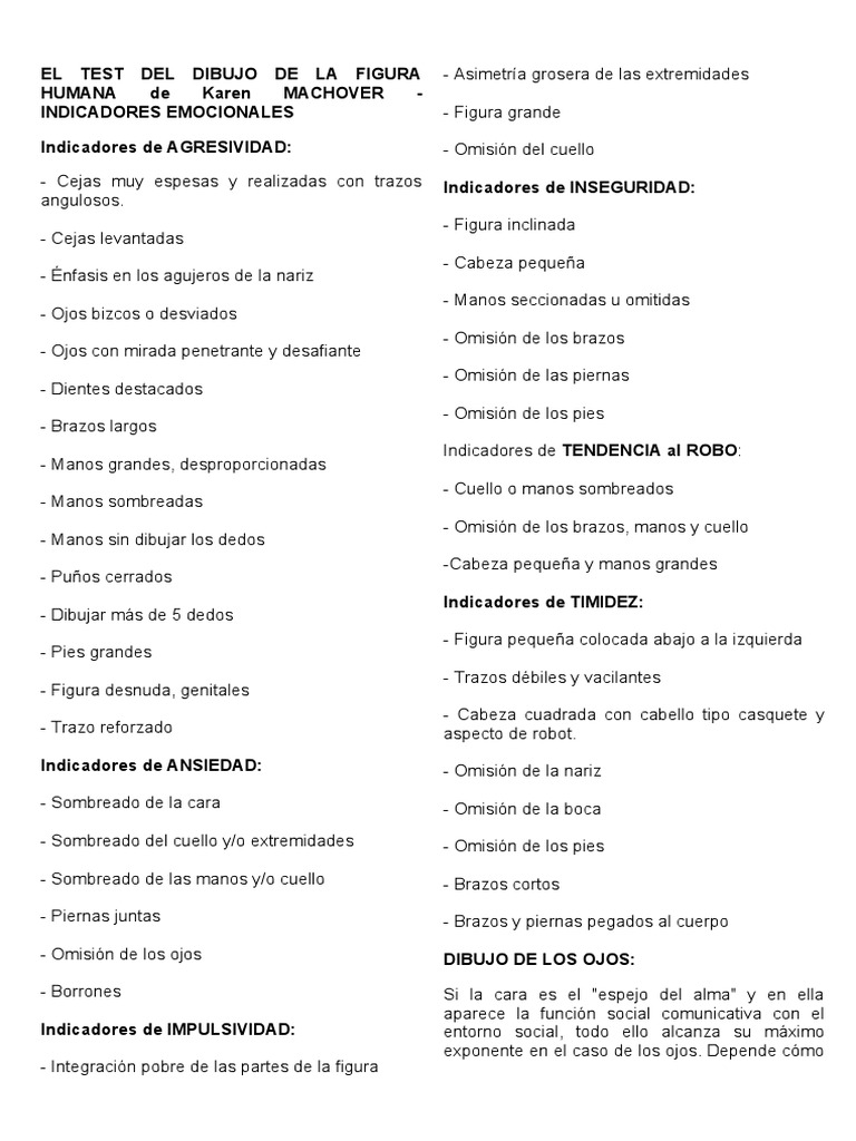 EL TEST DEL DIBUJO DE LA FIGURA HUMANA de Karen MACHOVER | Las ...