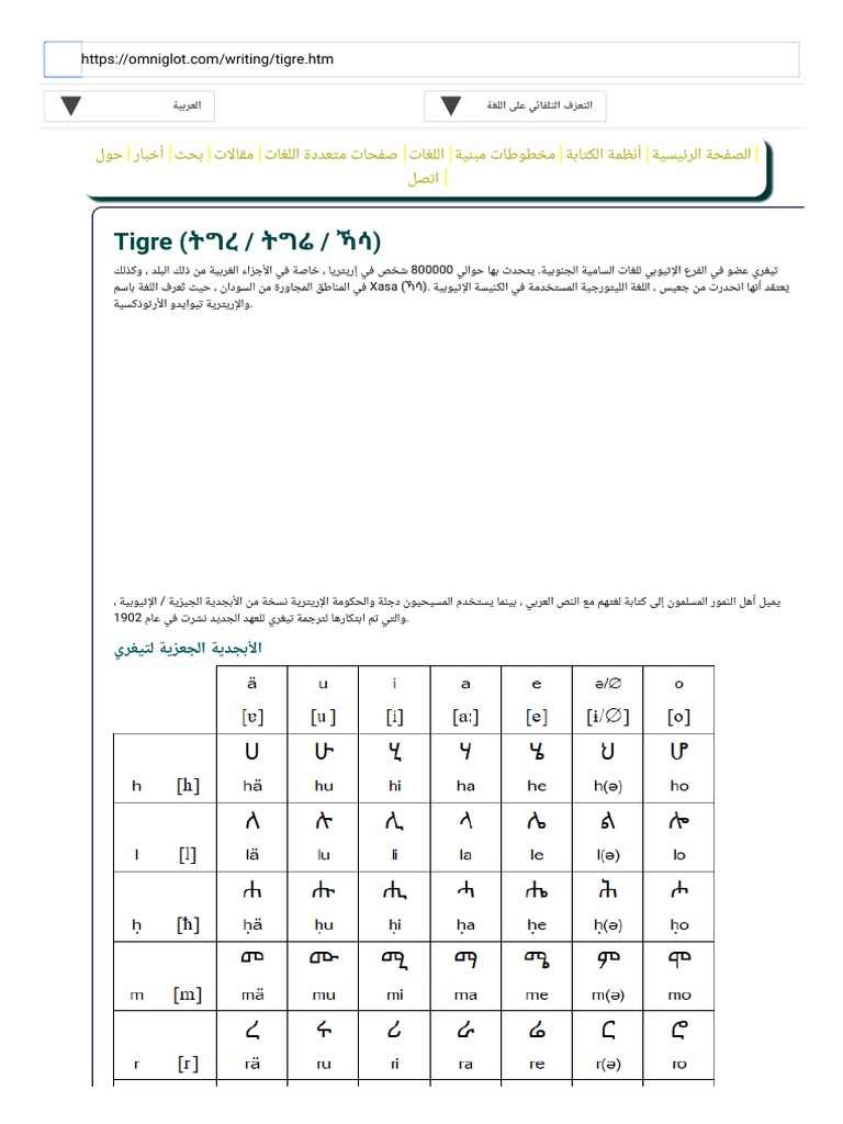 تيغري: اللغة والكتابة | PDF | Symbols | Semiotics