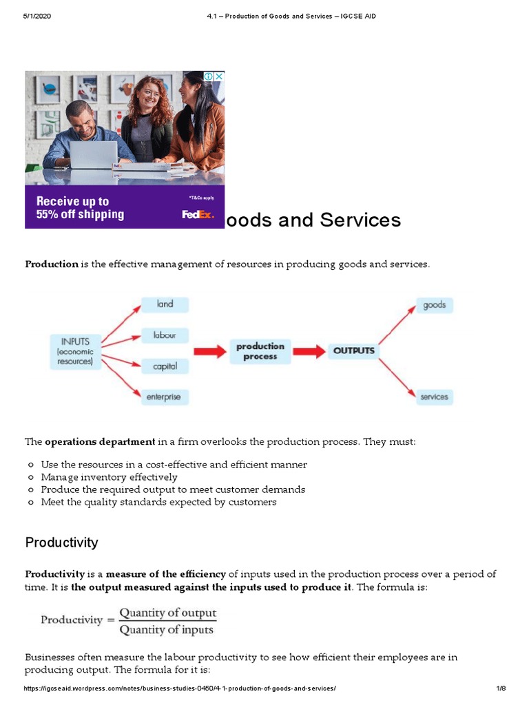 IGCSE Business Studies: Production | PDF | Point Of Sale | Inventory