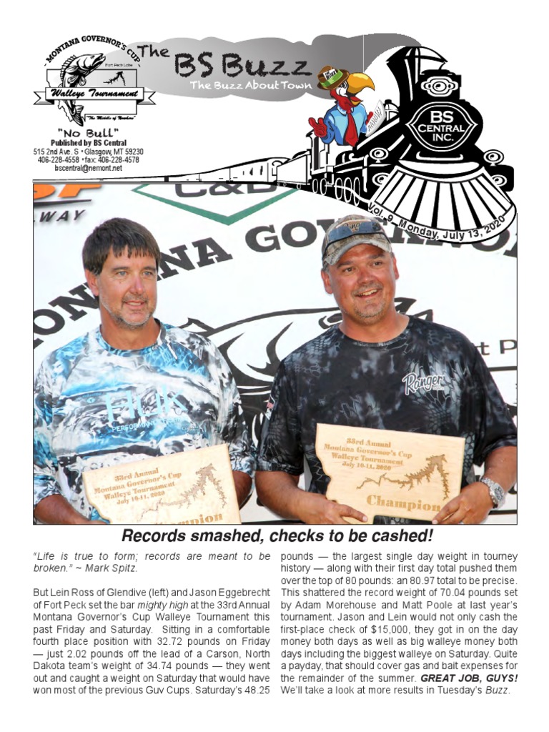Records Smashed, Checks To Be Cashed!: Walleye Tournament | PDF | Business