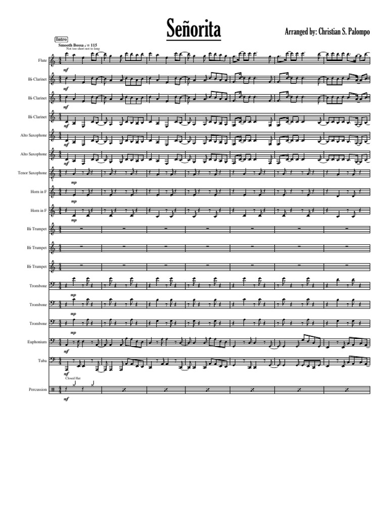 Señorita Full Band-Score - and - Parts PDF | PDF | Woodwind Instruments ...