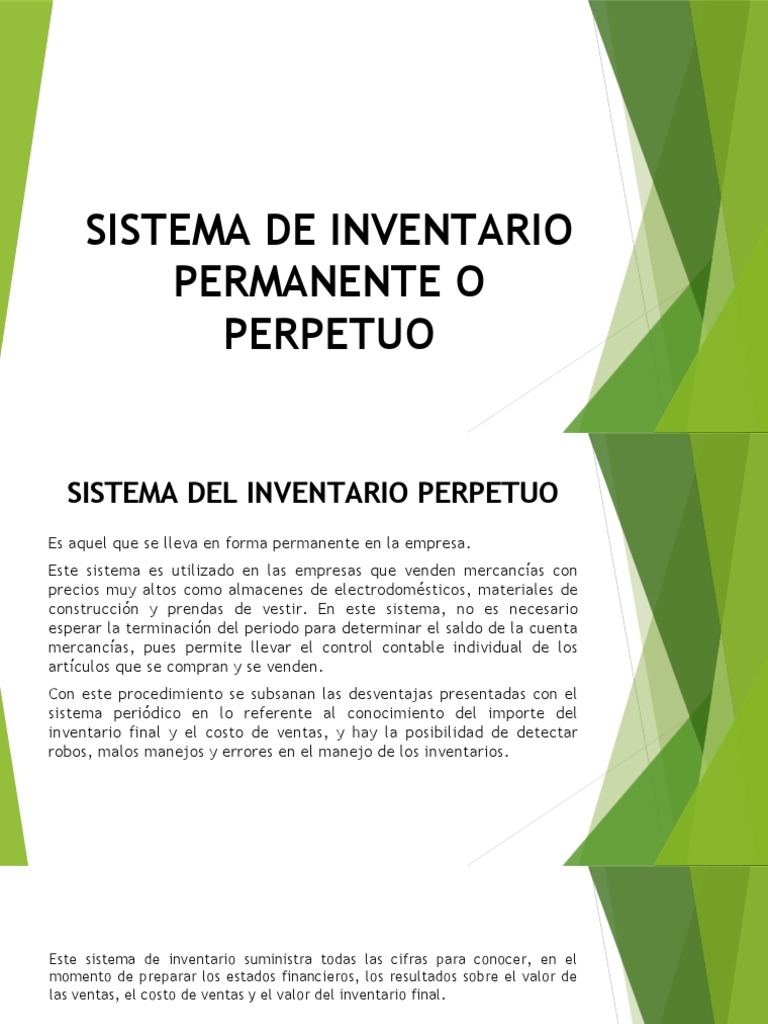 Sistema de Inventario Permanente o Perpetuo | PDF | Inventario ...