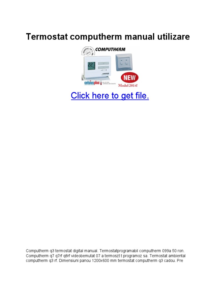 Computherm Thermostat User Manual Pdf Computing And Information
