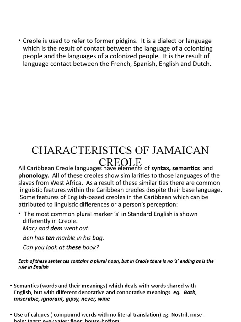 Characteristics of Creole | PDF | English Language | Sociolinguistics
