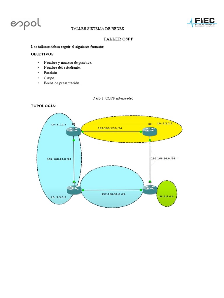 TALLER OSPF Intermedio | PDF | Enrutador (Computación) | Protocolos de internet