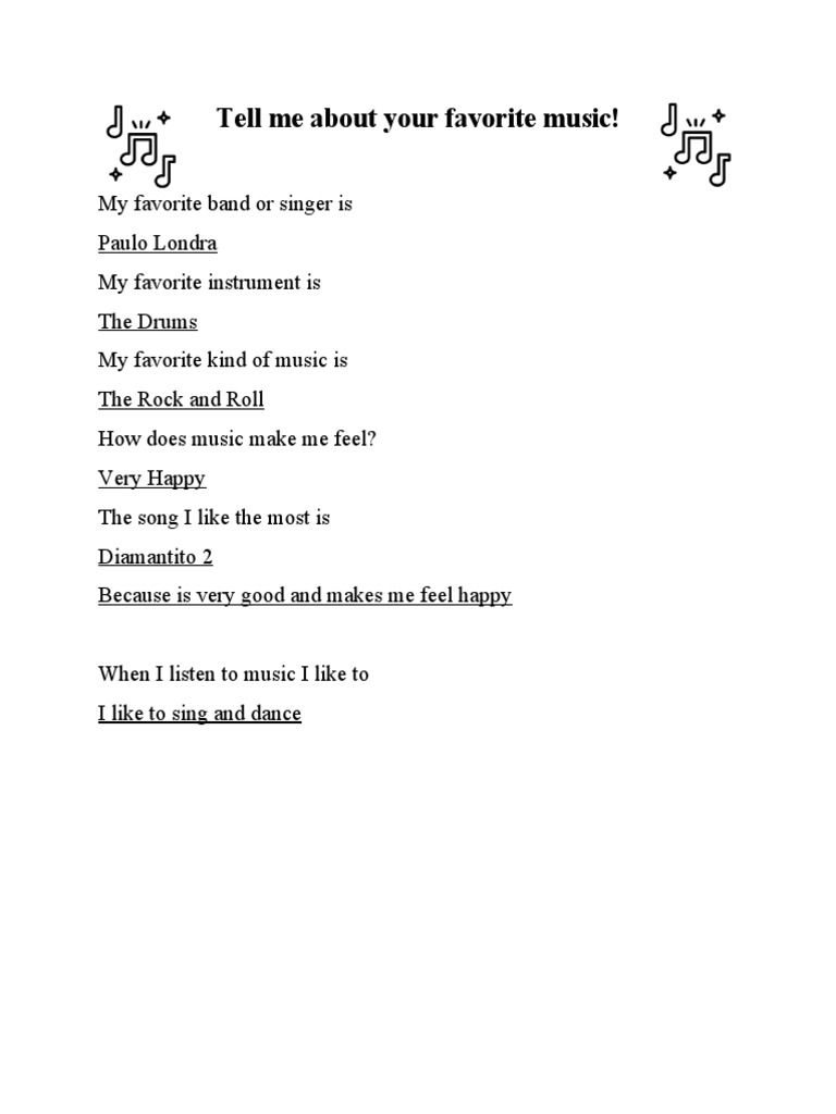 Tell Me About Your Favorite Music | PDF | Foreign Language Studies