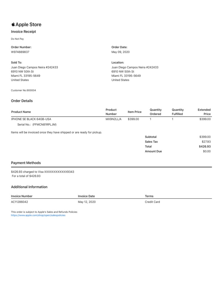 Apple Store : Invoice Receipt | PDF