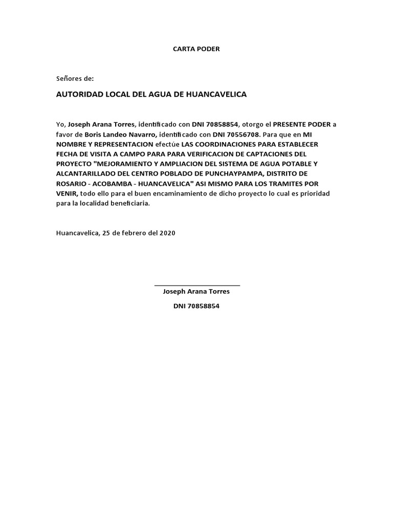 Carta Poder para Titulo de Propiedad | PDF