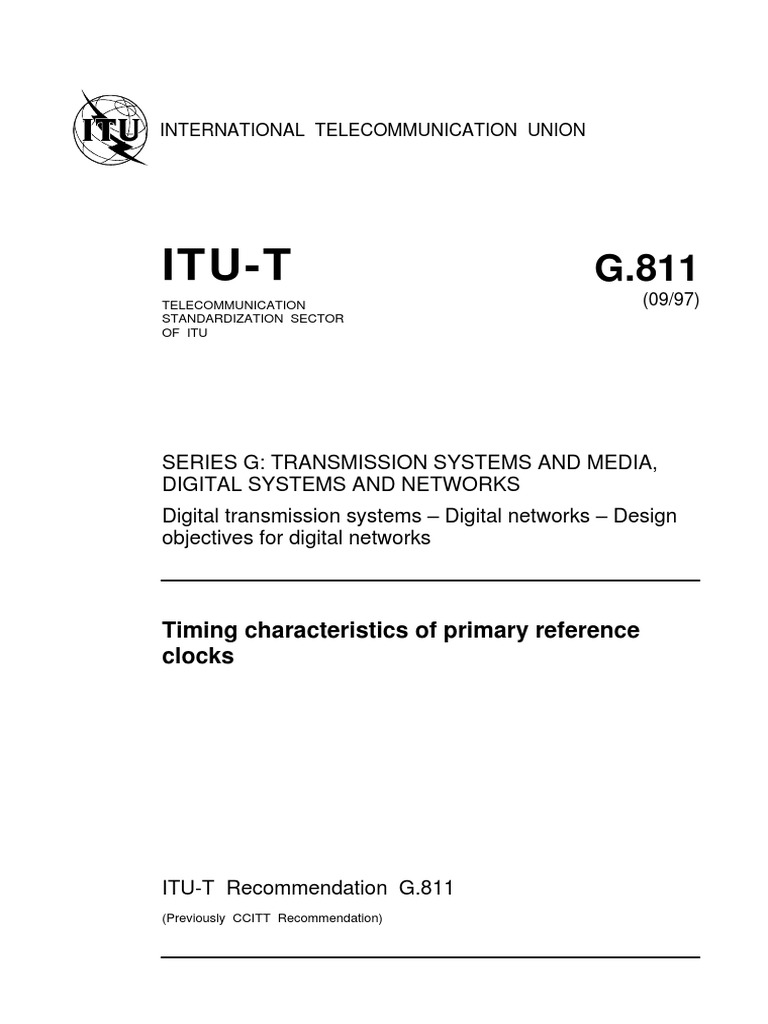 ITU-T G.811: Primary Reference Clock Timing | PDF | Itu T | Data ...