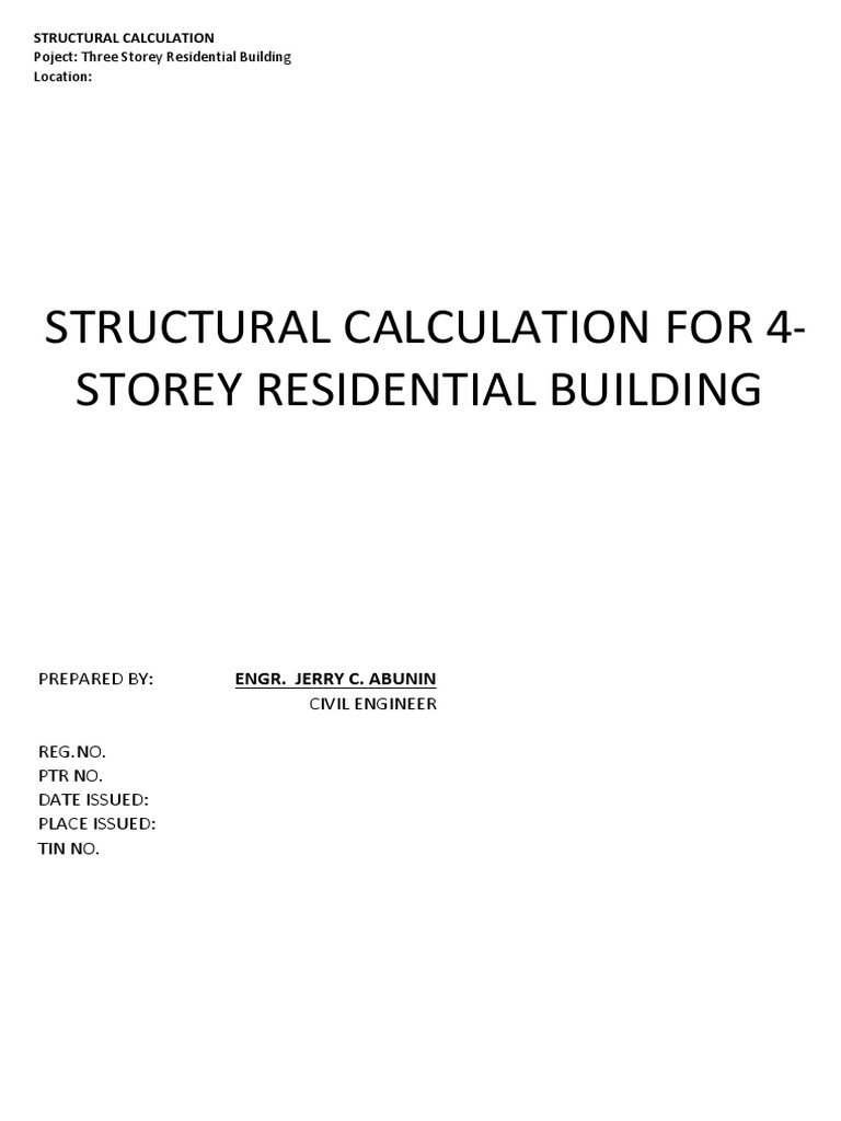 Structural Calculation for 4-Storey Residential Building | PDF ...